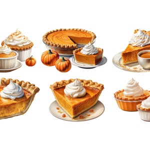 Pumpkin Pie Clipart - Pumpkin Pie PNG, Thanksgiving Watercolor, Dessert ...