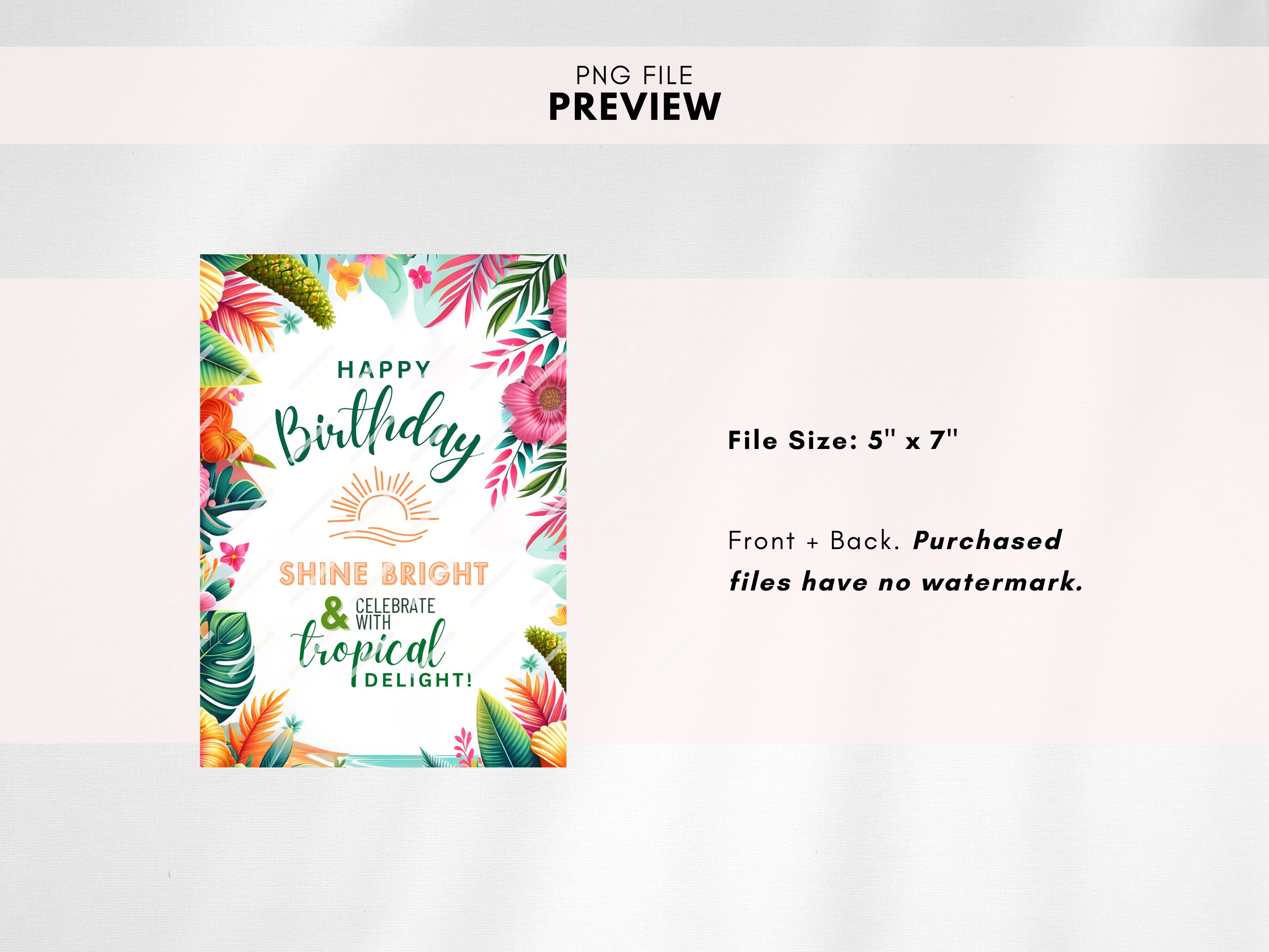 Happy Birthday Card Printable - Hawaiian Tropical Birthday Greeting ...