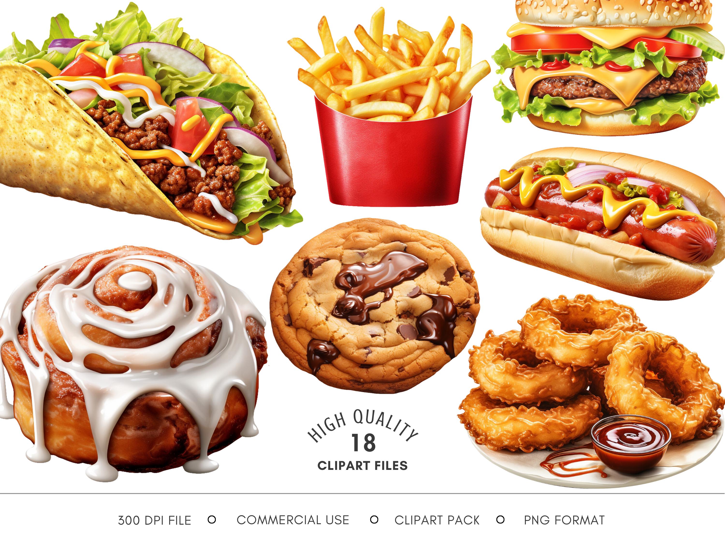 Junk Food Clipart, Fast Food Pngs of Pizza, Burger, Taco, & Hot Dog ...