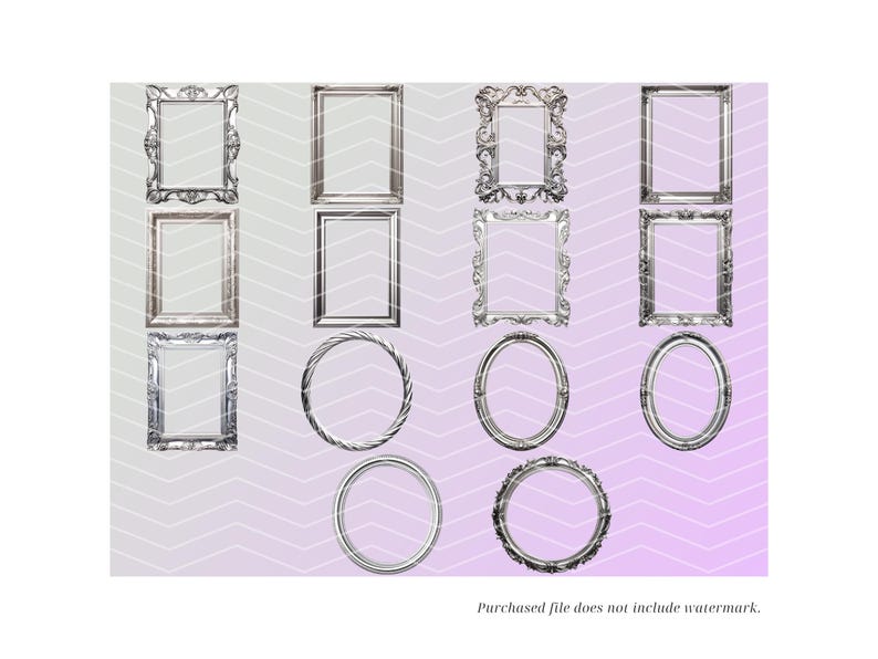 Silver Frame Clipart - Vintage Frames PNG, Rectangular & Oval Digital ...
