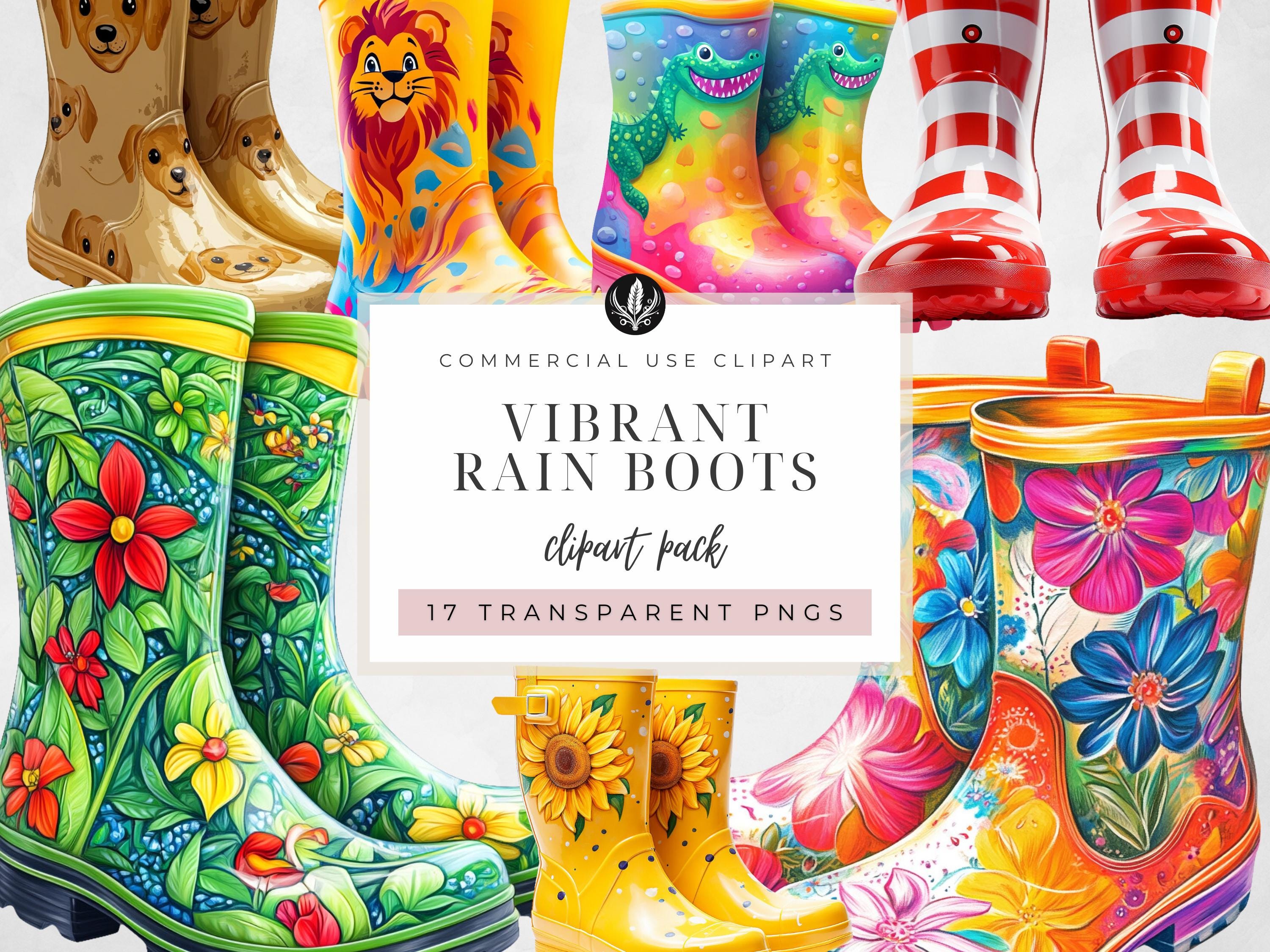 Boots Watercolor Clipart Rain Boots PNG Autumn Clip Art Nursery Decor ...