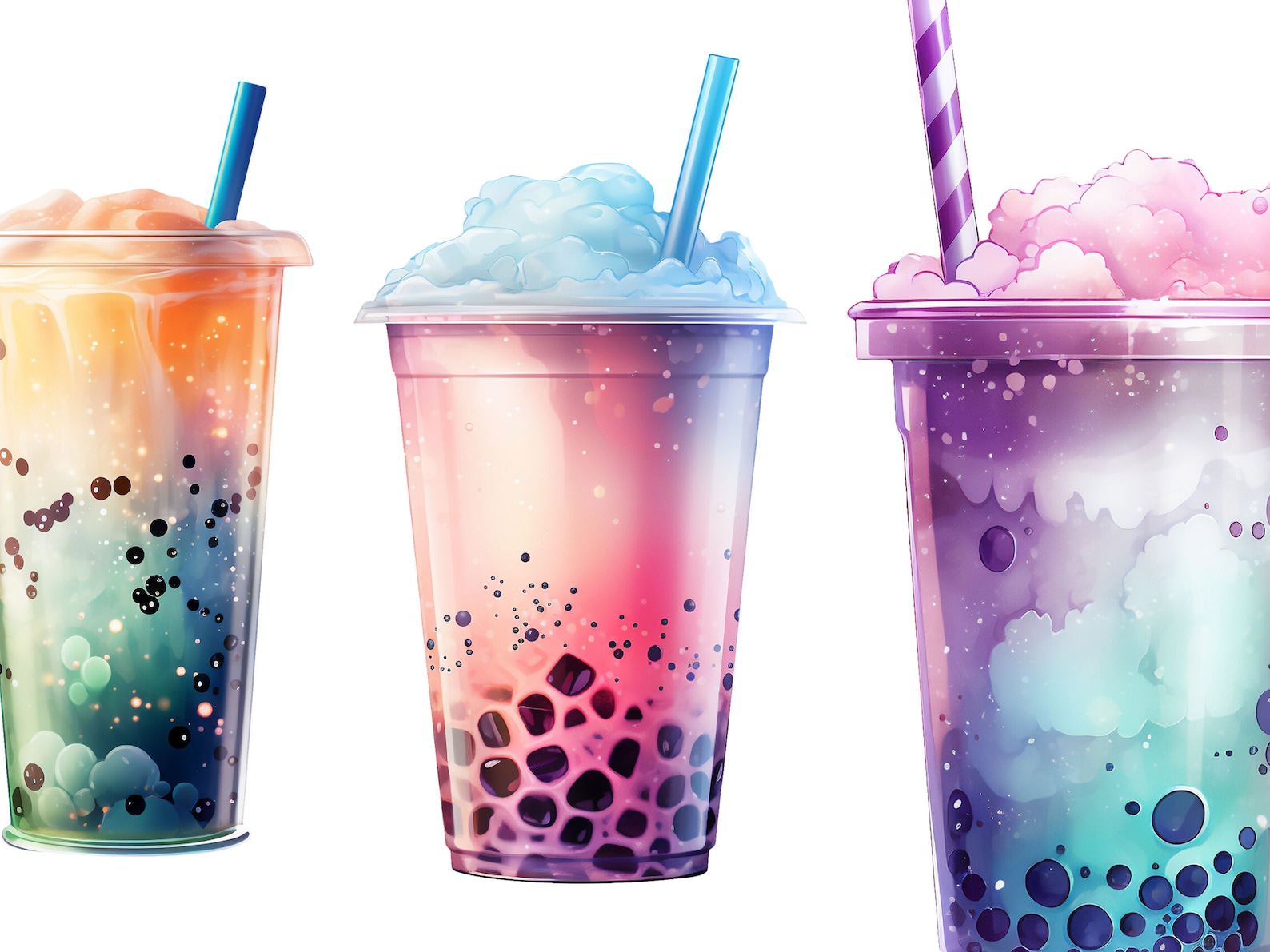 Boba Tea Clipart Bubble Tea PNG Kawaii Sticker Instant Download Sticker ...
