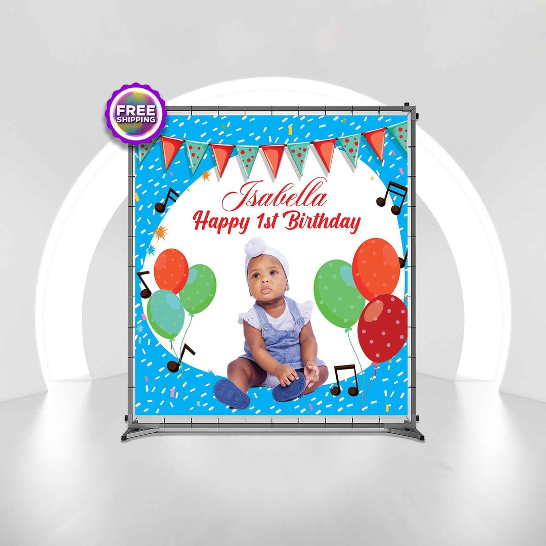 Custom 1st Birthday Backdrop, Custom Birthday Banner, Step and Repeat ...