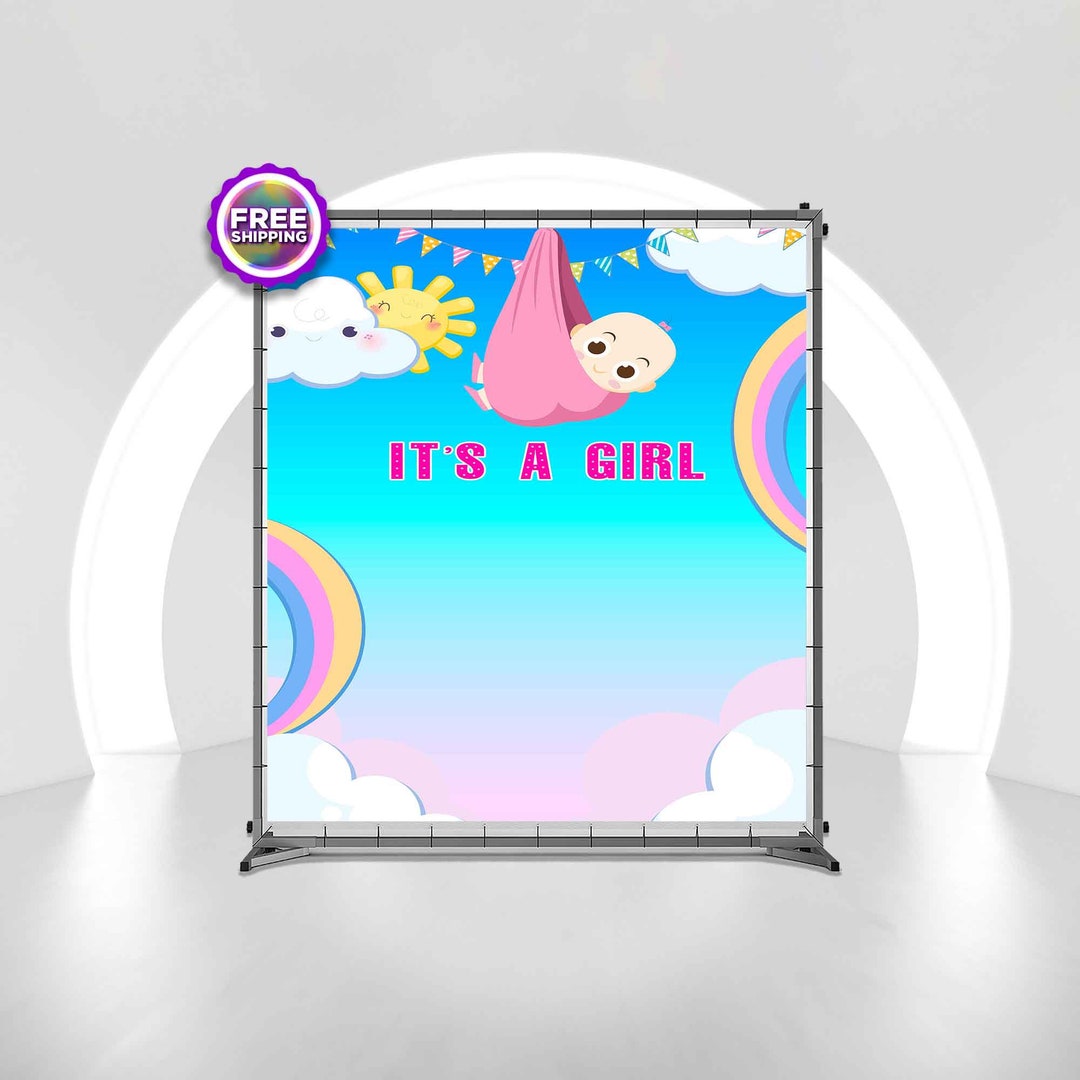 Custom Girl Gender Reveal Backdrop, Custom Birthday Banner, Step and ...