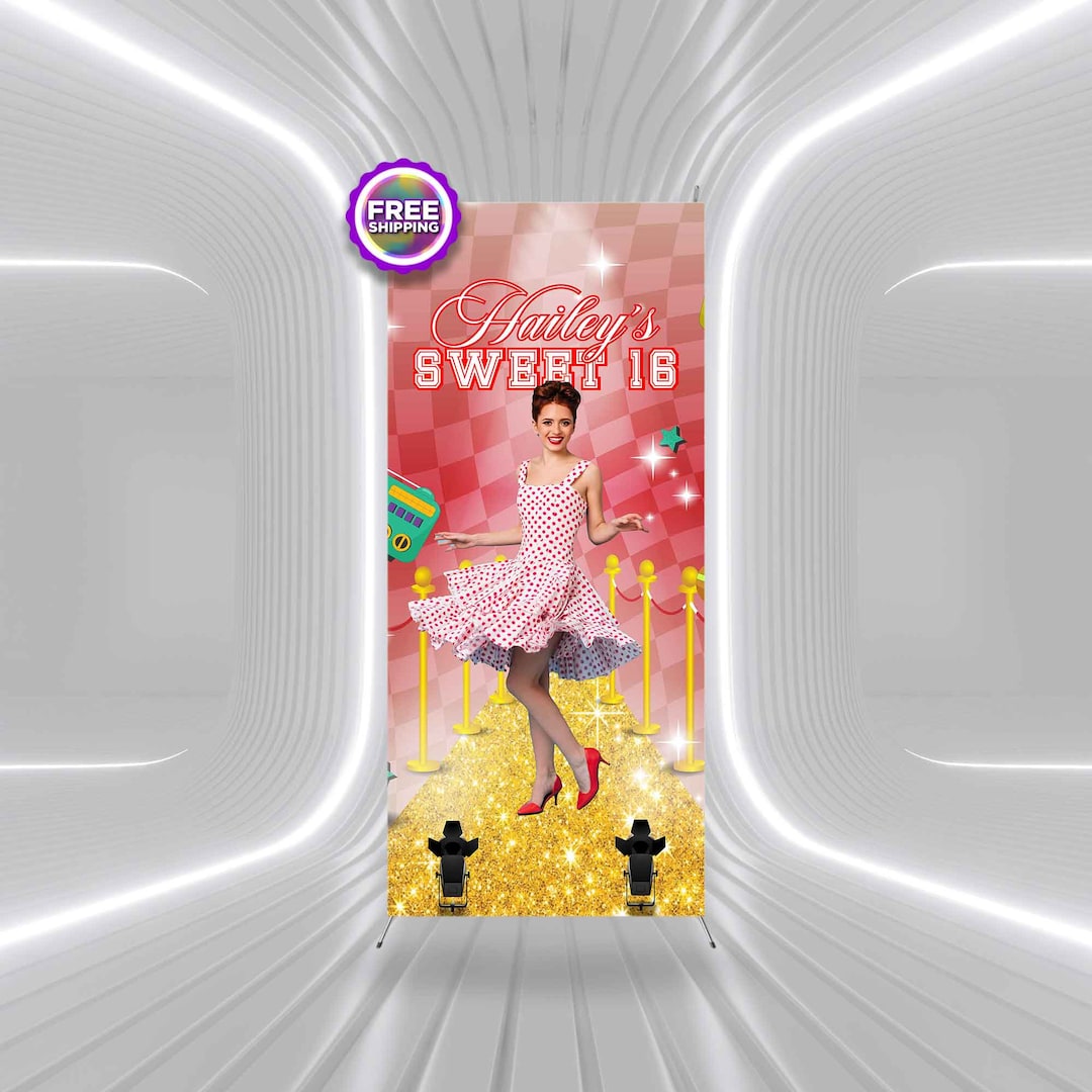 Custom Sweet 16 Birthday X Stand Banner, Custom Birthday Banner, Step ...