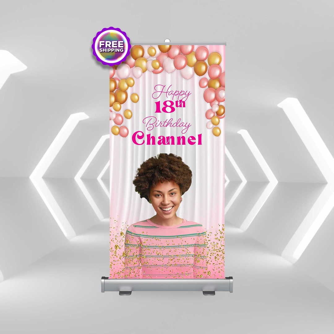 Custom 18th Birthday Roll up Banner, Custom Retractable Backdrop, Step ... Custom 18th Birthday Roll up Banner, Custom Retractable Backdrop, Step ...