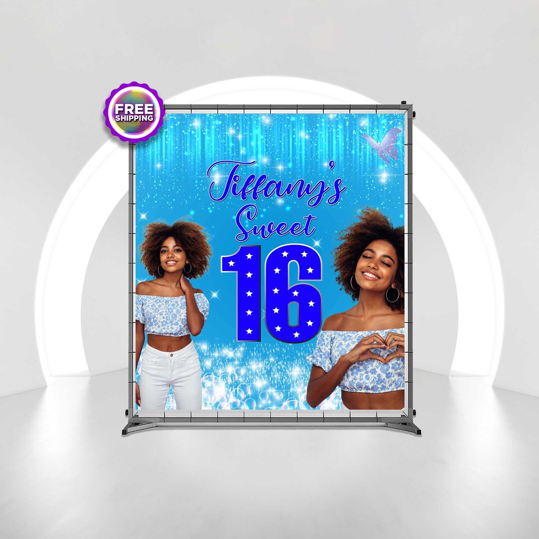 Custom Sweet 16th Birthday Backdrop, Custom Birthday Banner, Step and ...