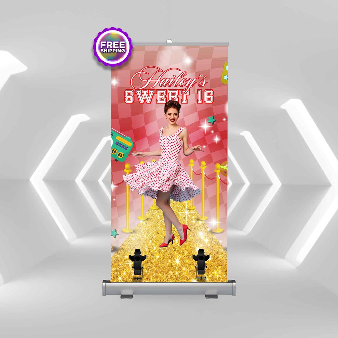 Custom Sweet 16 Birthday Roll up Banner, Custom Retractable Backdrop ... Custom Sweet 16 Birthday Roll up Banner, Custom Retractable Backdrop ...