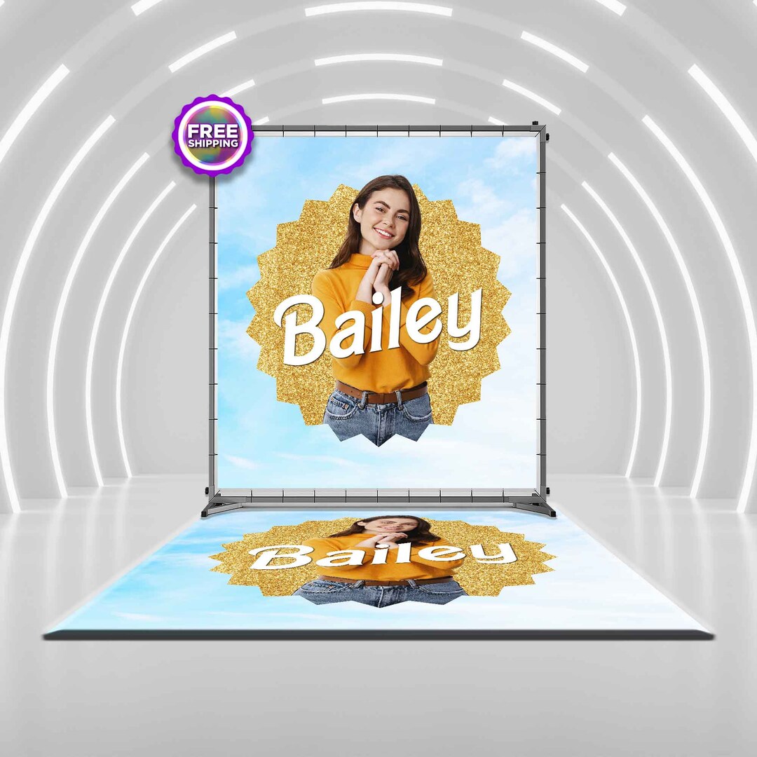 BUNDLE Backdrop and Floor Decal, Custom Gold Birthday Floor Decal ...