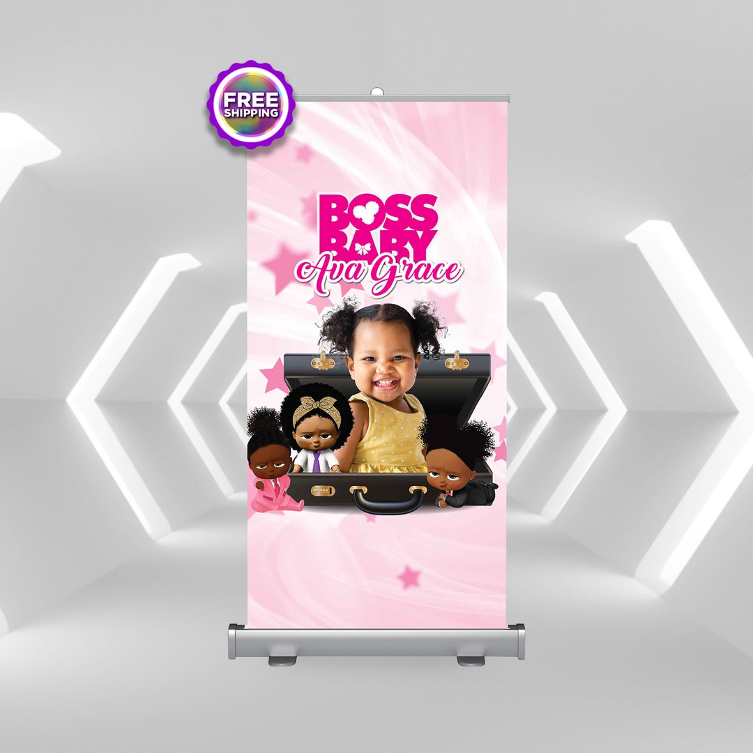 Custom Bossy Baby Birthday Roll up Banner, Custom Retractable Backdrop ...