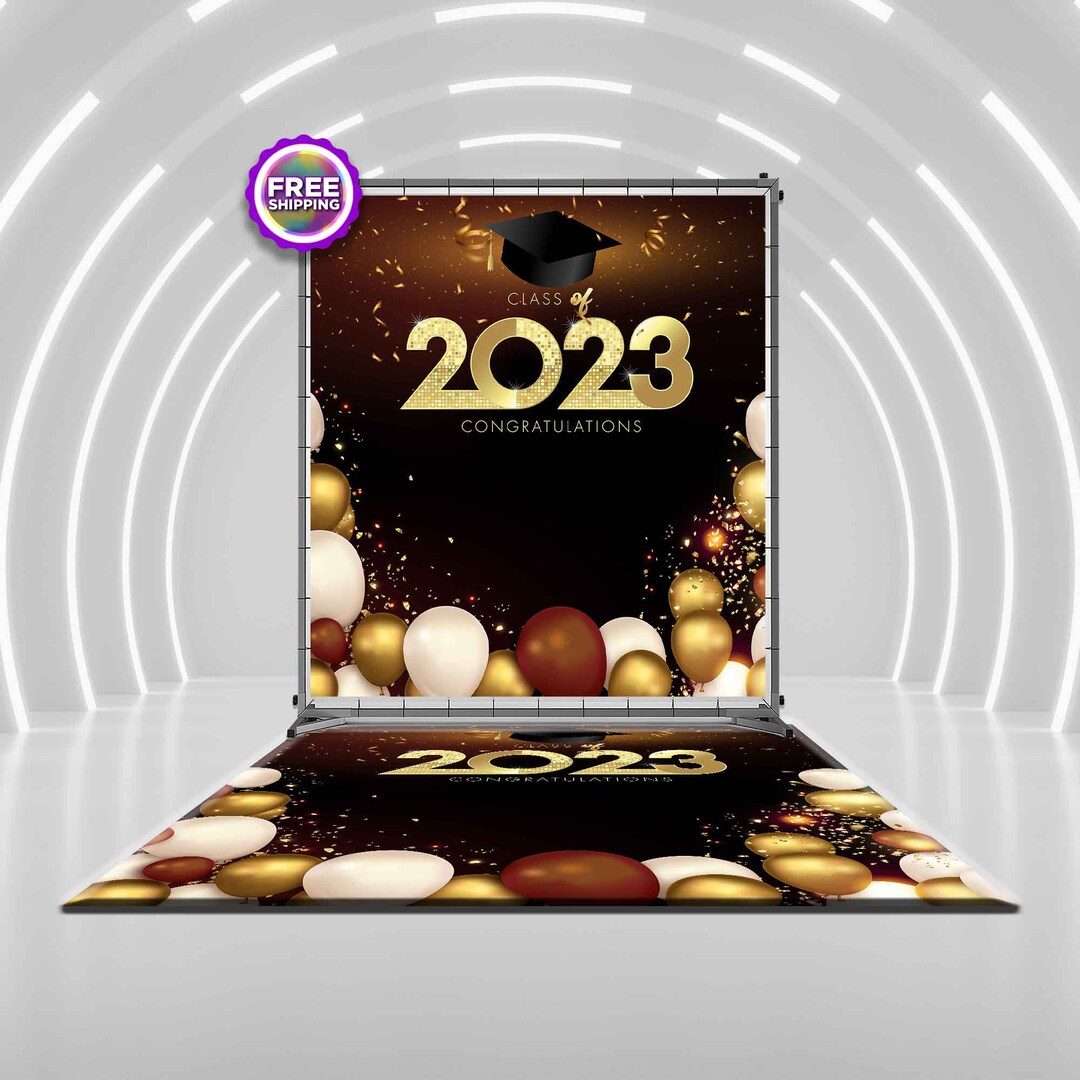BUNDLE Backdrop and Floor Decal, Custom 2023 Graduation Picture Floor ...