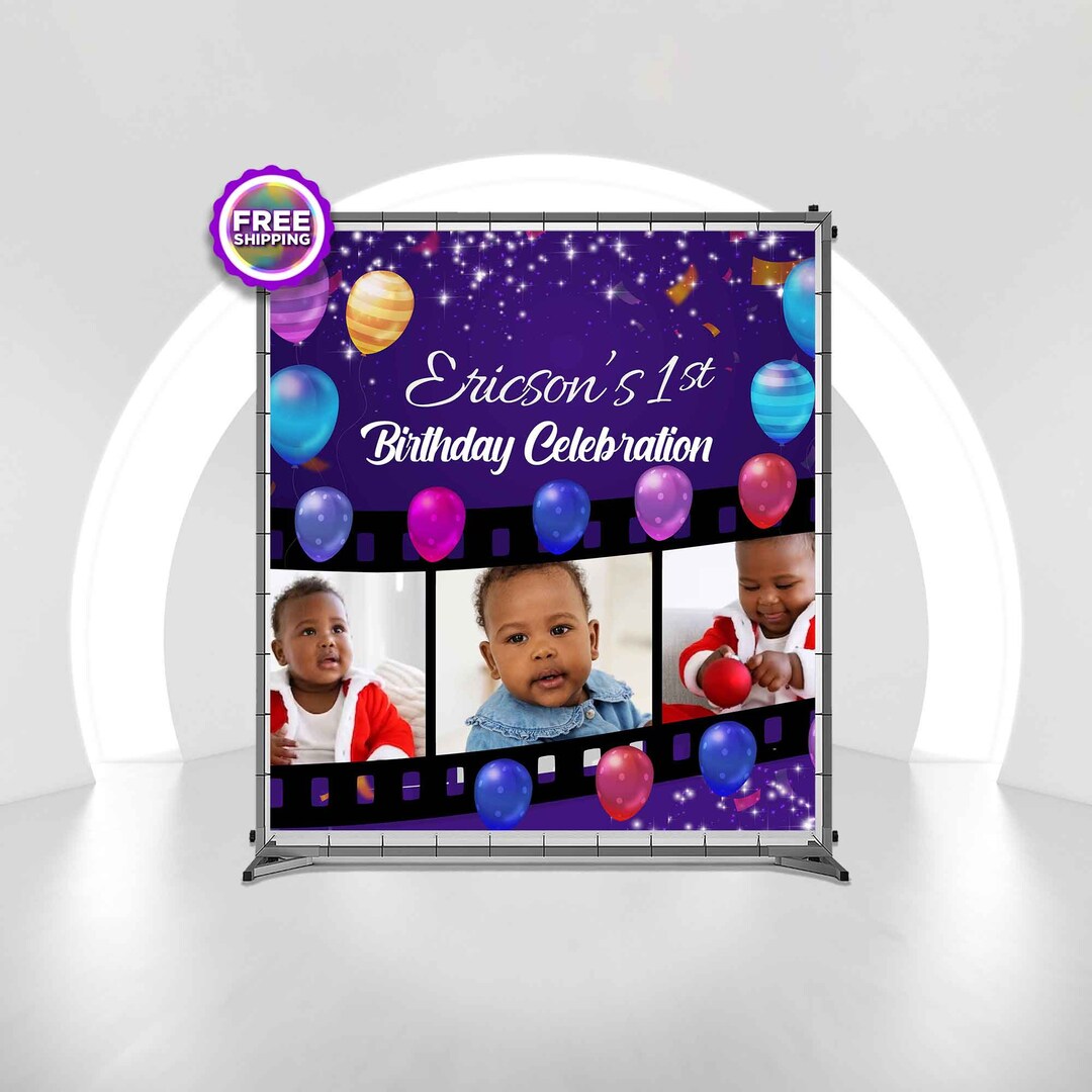 Custom 1st Birthday Music Backdrop, Custom Birthday Banner, Step and ...