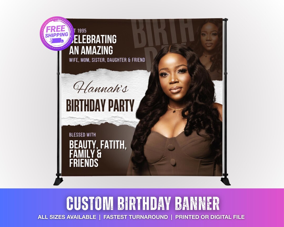 Custom Birthday Banner: Personalized Vinyl Party Backdrop - Multiple ...