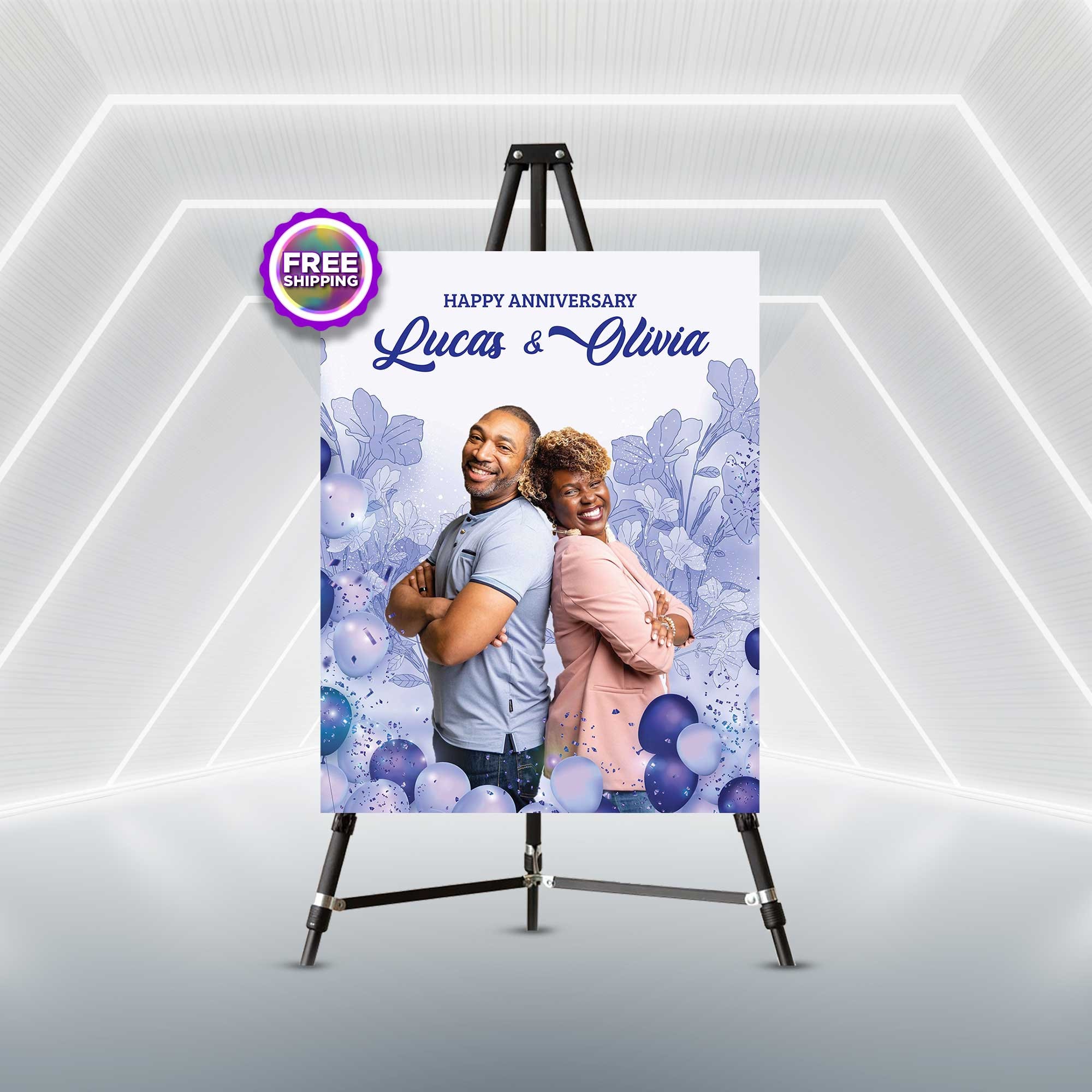 Letrero de aniversario morado letrero de mesa personalizado - Etsy España