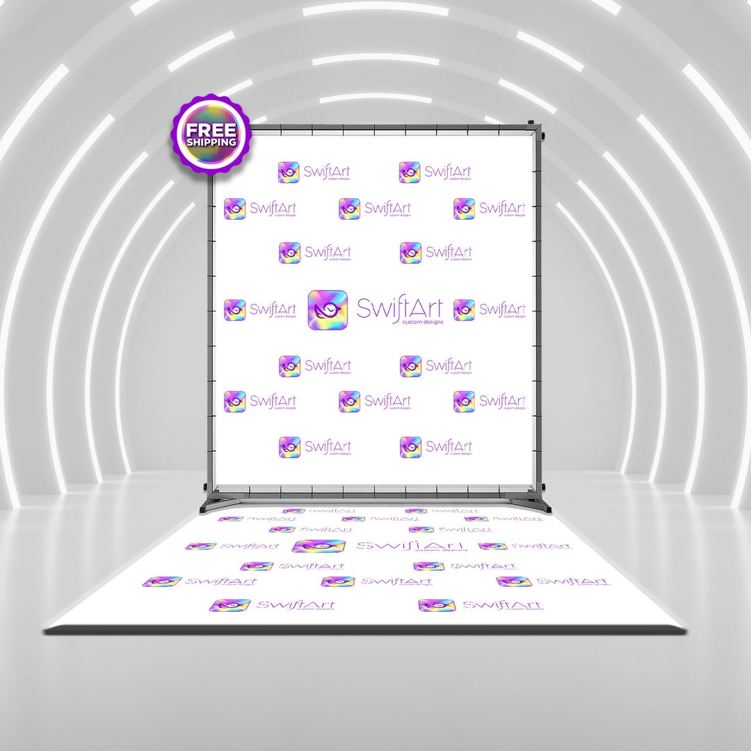 BUNDLE Floor Decal & Backdrop, Business Logo Floor Decal, Custom Banner ...