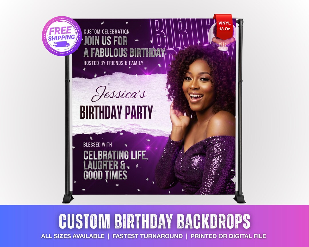 Custom Backdrop for Birthday Decorations, Birthday Banner, Personalized ...
