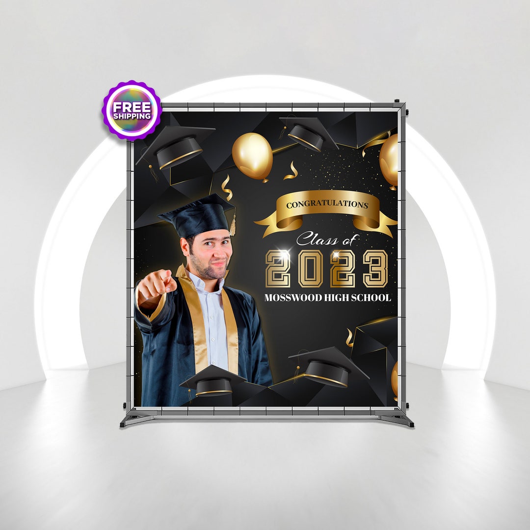 2023 Congrats Grad Picture Backdrop, Custom Birthday Banner, Step and ...