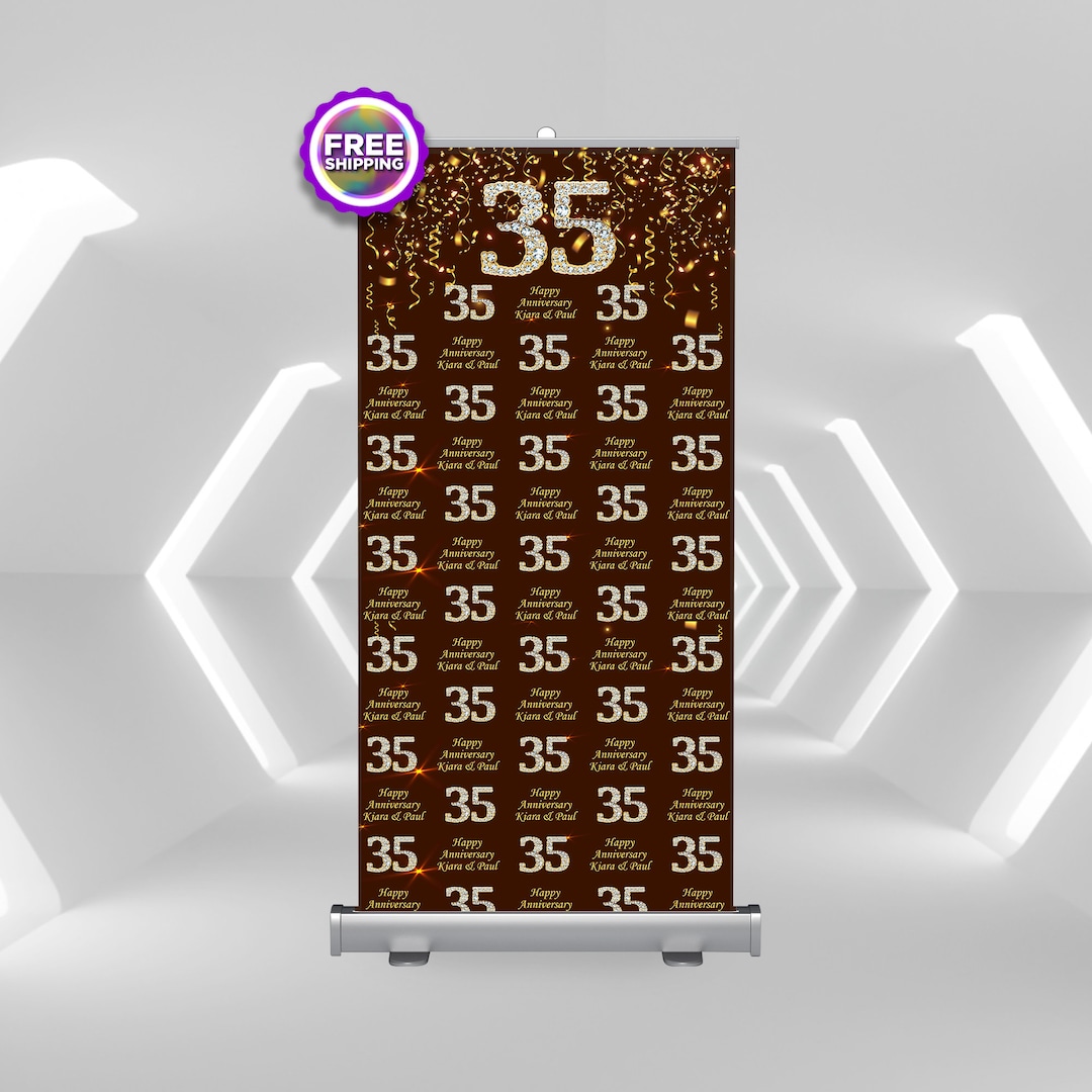 30th Anniversary Roll up Banner, Custom Retractable Backdrop, Step and ...