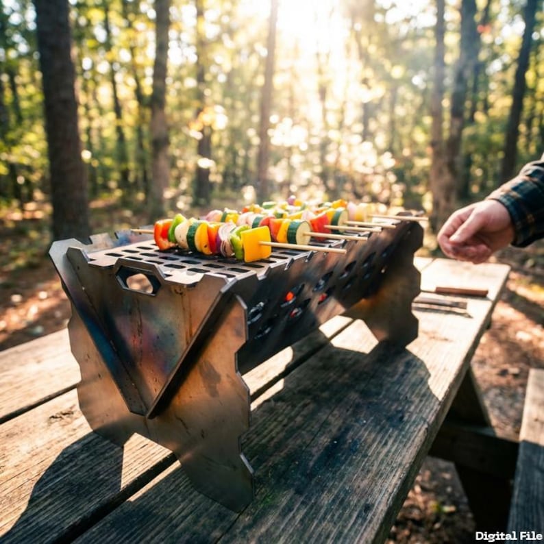 Portable Grill DXF Files Outdoor Camping Fire Pit BBQ Plan 3mm - Laser ...