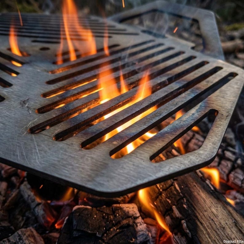Portable Camping Grill DXF File Laser Cut BBQ Plan Collapsible Fire Pit ...