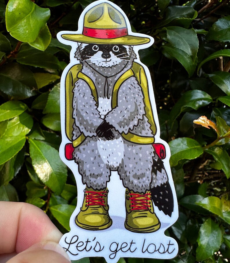 Ranger Raccoon Sticker: Camping Hiking Decal - Etsy