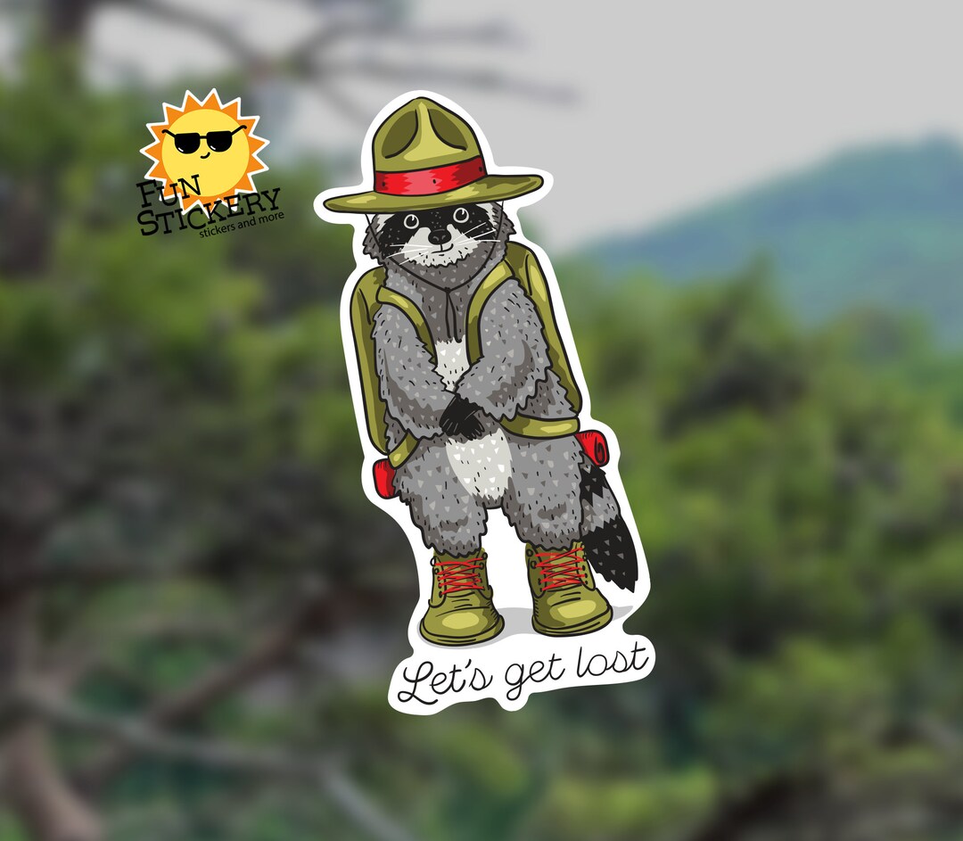 Ranger Raccoon Sticker: Camping Hiking Decal - Etsy