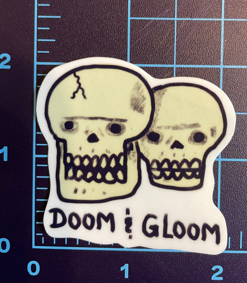 Funny Skeleton Vinyl Decal, Doom & Gloom Sticker, Hydroflask, Water ...