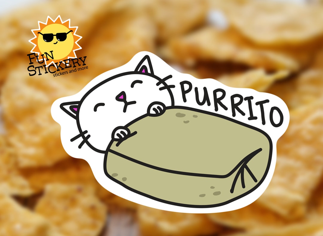Cat Purrito Burrito Kitty Vinyl Decal Cute Cat Sticker for - Etsy