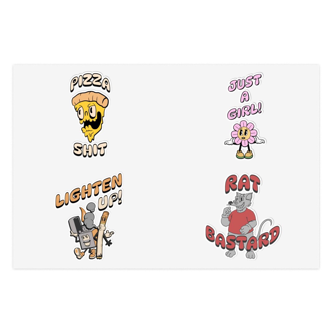 Retro Adult Humor Sticker Sheets, Funny Cartoons, Mature Joke Stickers ...