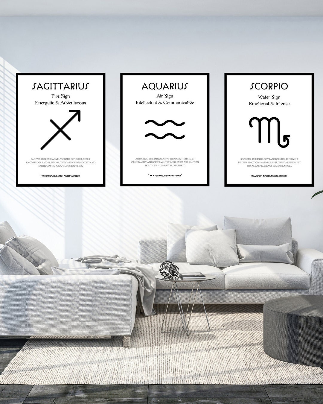 Astrology Printable Poster Set Complete 12 Zodiac Signs Wall - Etsy