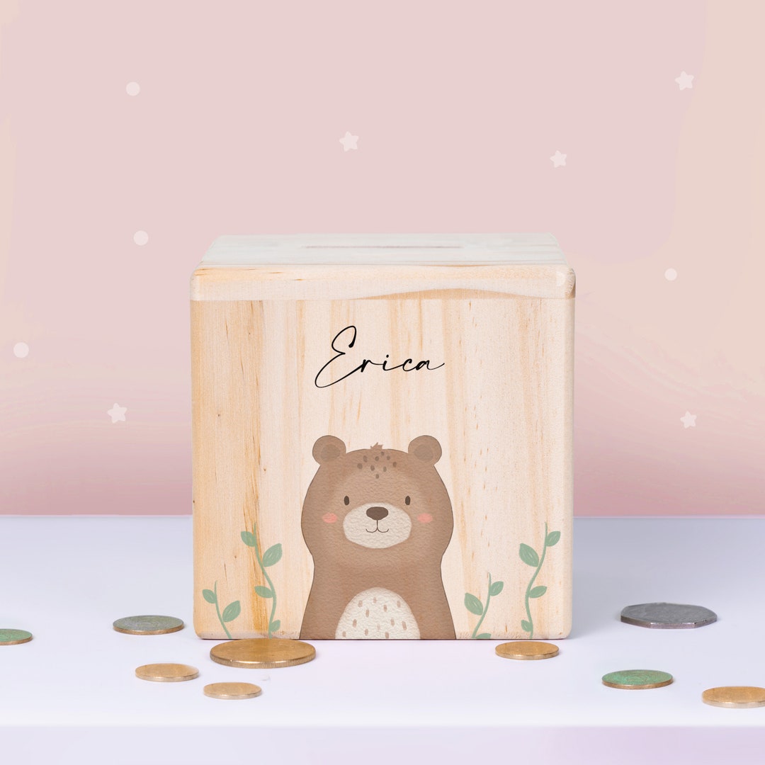 Customized Baby Money Box, Kids Money Box, Wooden Money Box, Animal ...