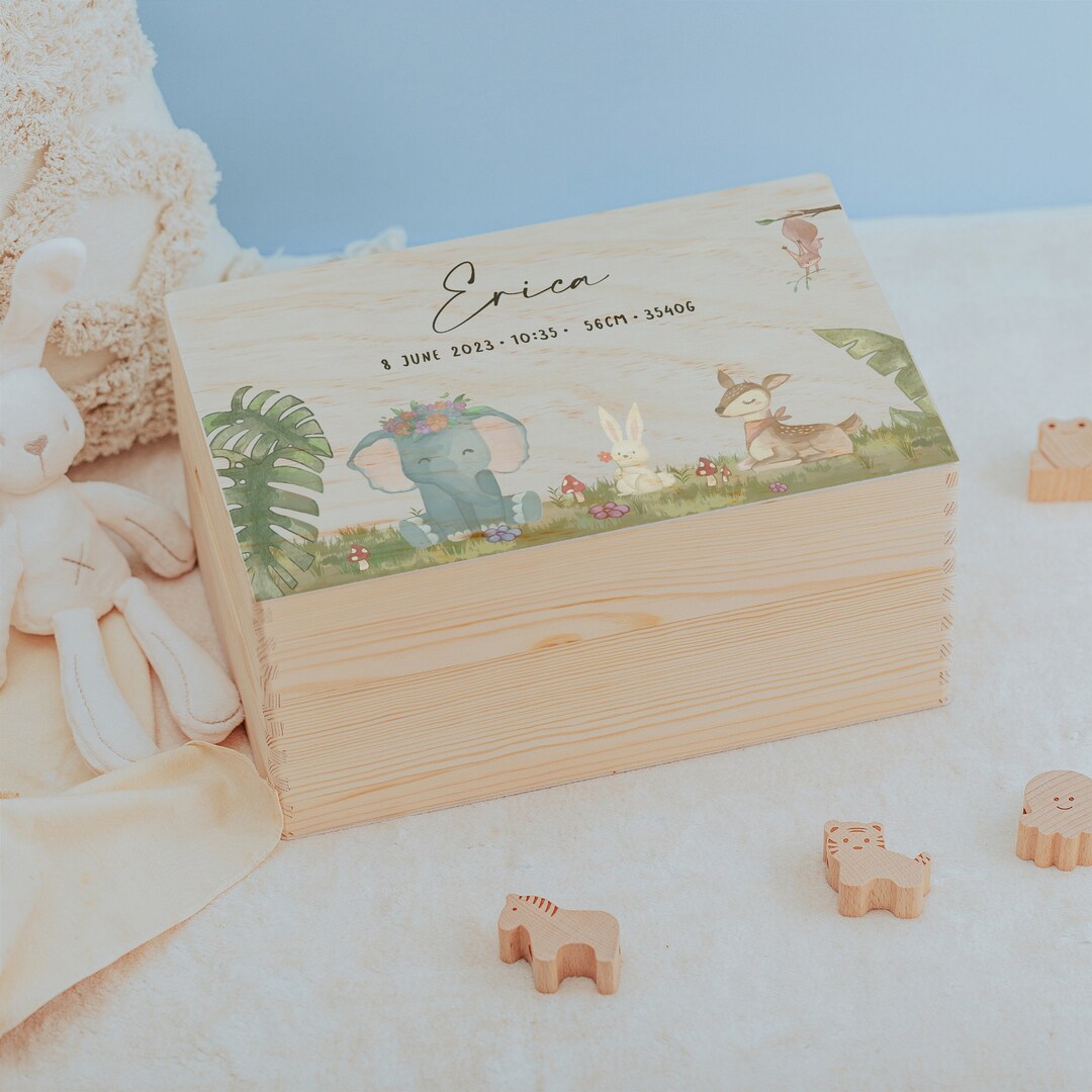 Customized Memory Box, Baby Memory Box, Animal Souvenir Box, Wooden ...