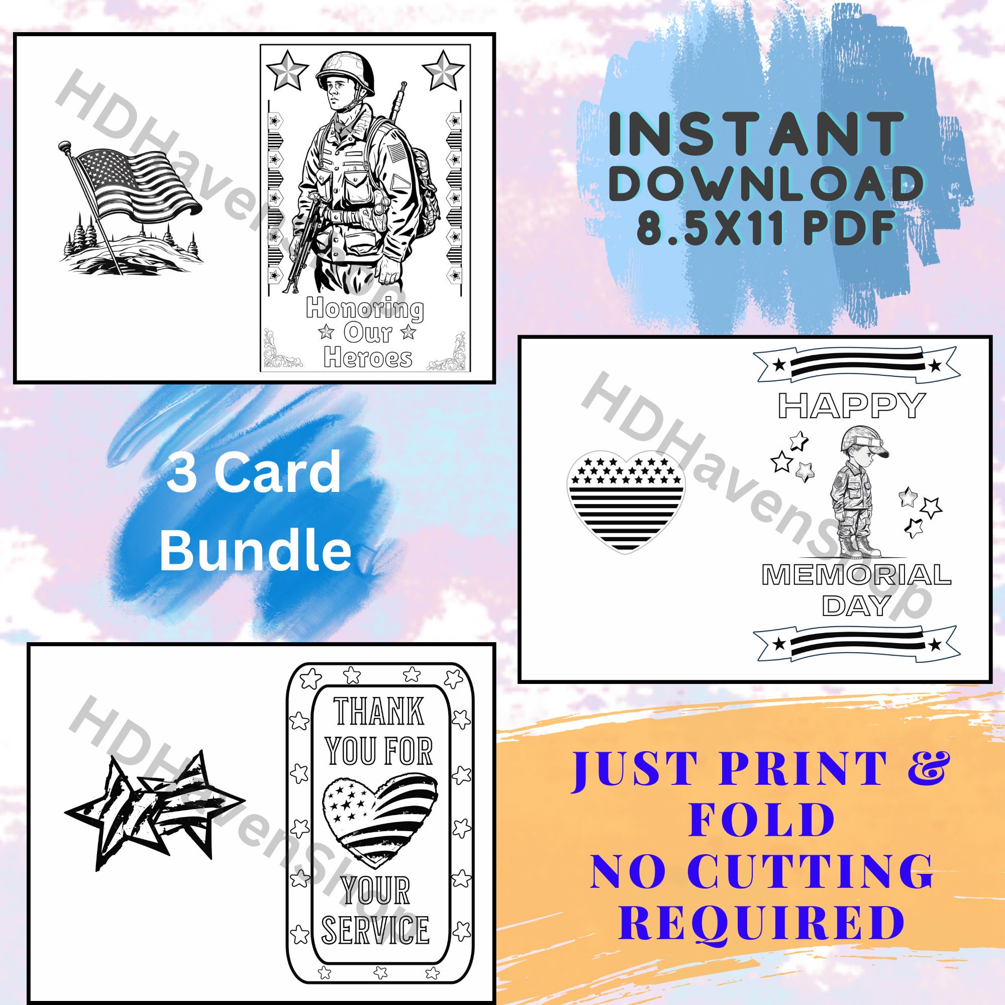 Children Memorial Day 3 Card Bundle Printable Card Memorial - Etsy