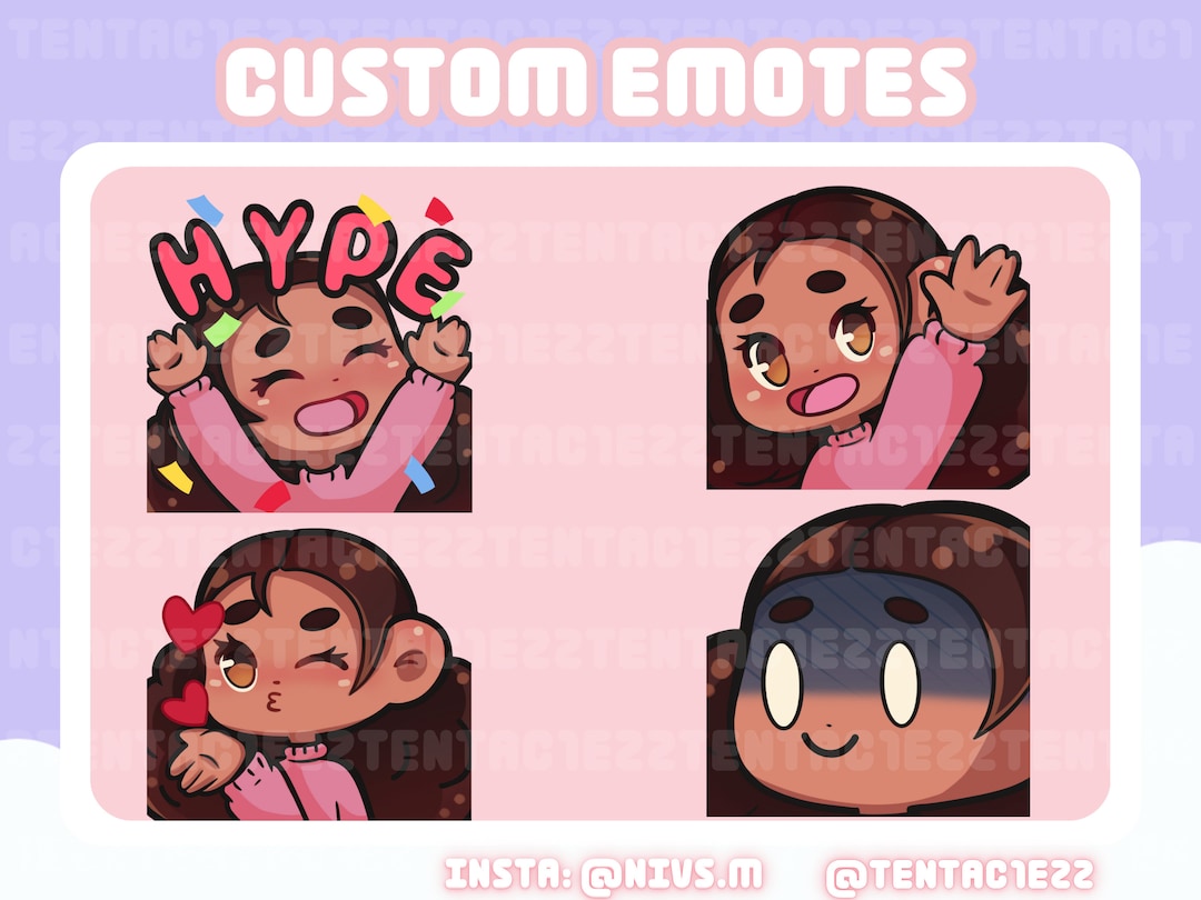 Cute Curly Hair Emotes for Twitch Youtube and Discord | Stream ...