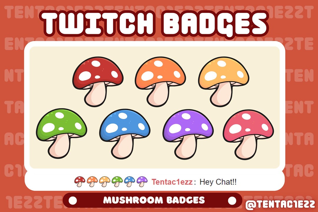Cute Mushroom Badges for Twitch and Youtube Stream | Mushroom Sub ...