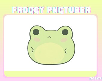 Cute Frog Animated Giftuber Pngtuber Vtuber for Twitch Streaming / Green Frog Bubble Tea Boba ...