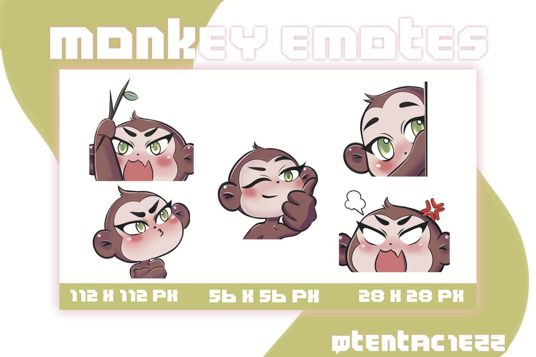 Kawaii Cute Monkey Emotes for Twitch Kick and Discord - Etsy