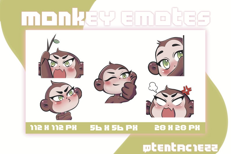 Kawaii Cute Monkey Emotes for Twitch Kick and Discord - Etsy