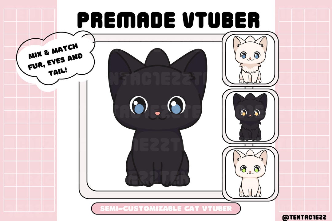 Customizable Chibi Cat Vtuber | Premade Model Works With TTS - Etsy