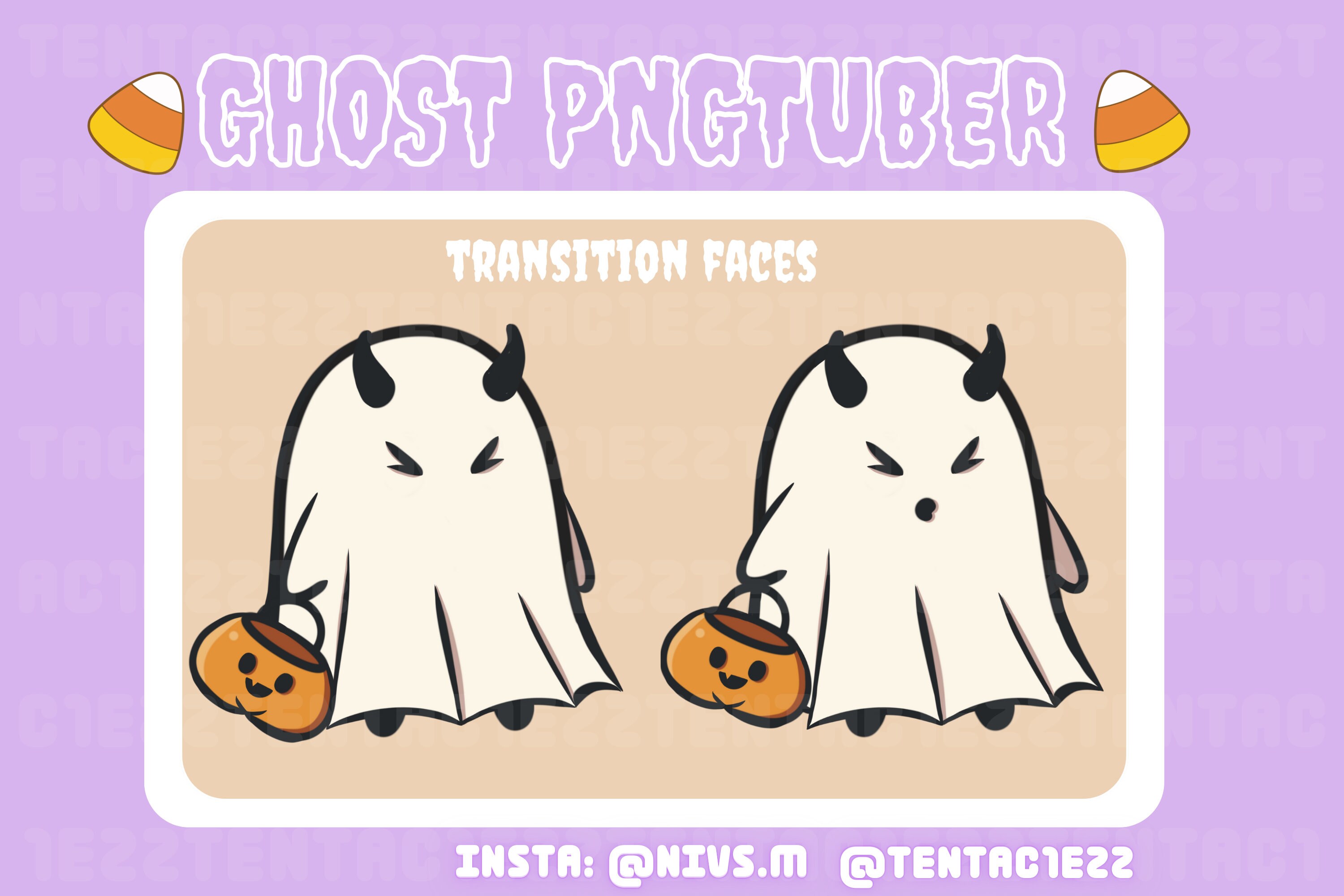 Cute Halloween Ghost Pngtuber for Twitch and Youtube | Premade Pngtuber ...