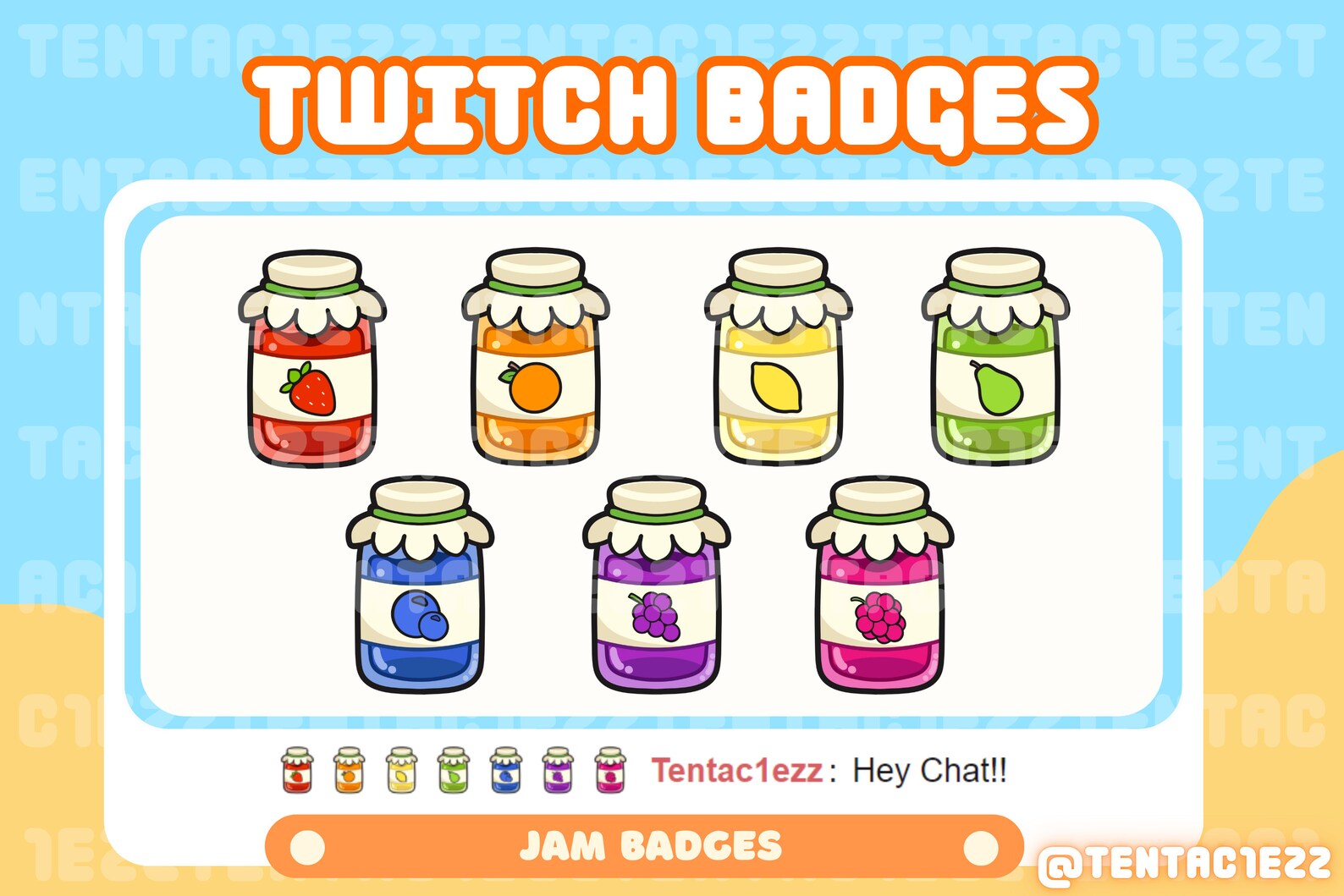 Kawaii Cute Jam Twitch Badges for Stream Jam Themed Sub Badges Jam Bit ...