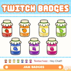 Kawaii Cute Jam Twitch Badges for Stream Jam Themed Sub Badges Jam Bit ...