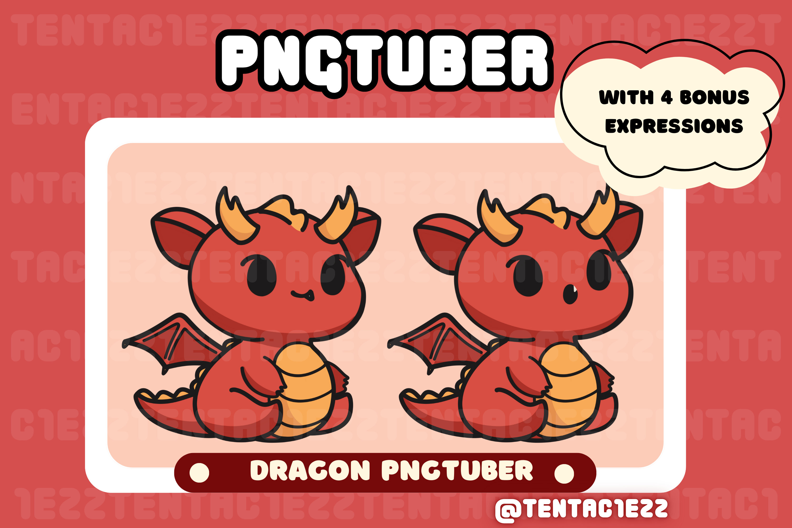 Red Chibi Dragon Pngtuber | Twitch & Youtube (premade) - Etsy