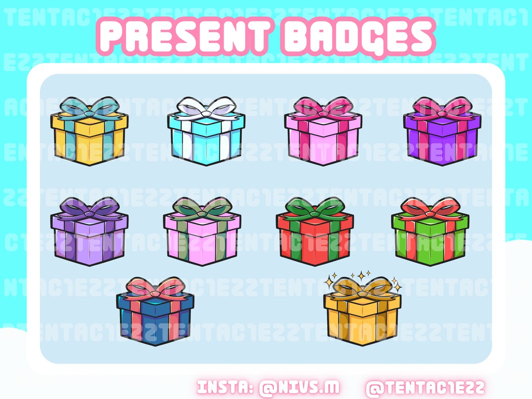 Kawaii Cute Christmas Gift Badges for Twitch and Youtube Stream Twitch ...
