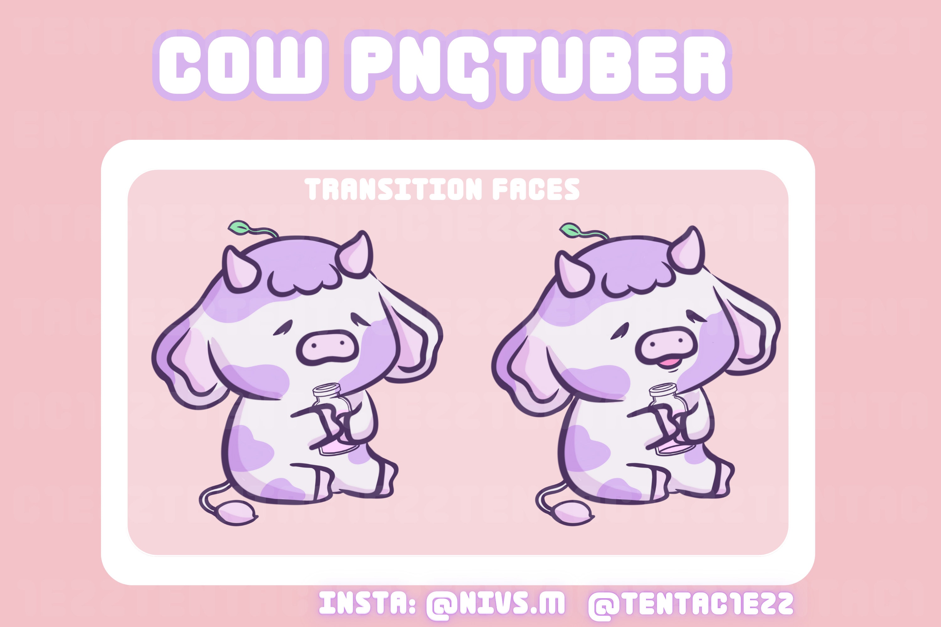 Cute Purple Chibi Cow Pngtuber for Twitch and Youtube Streaming - Etsy