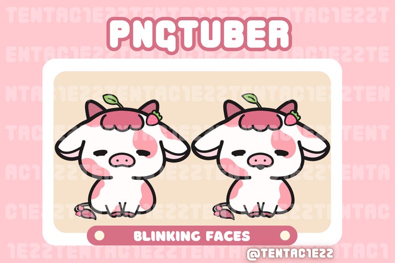 Cute Strawberry Cow Pngtuber for Twitch and Youtube Stream | Chibi Cow ...