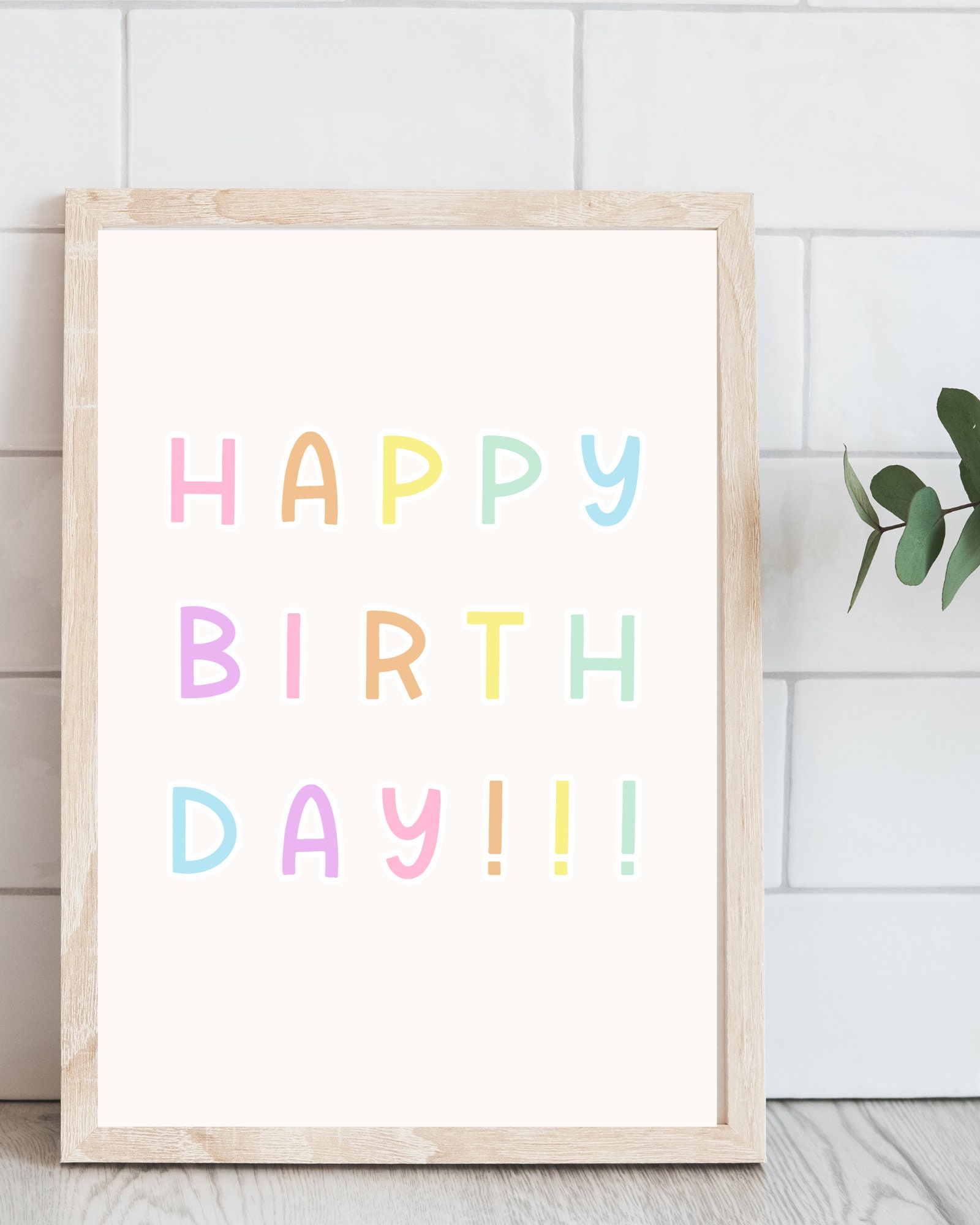 Pastel Happy Birthday Wording Print | Birthday Gift - Etsy