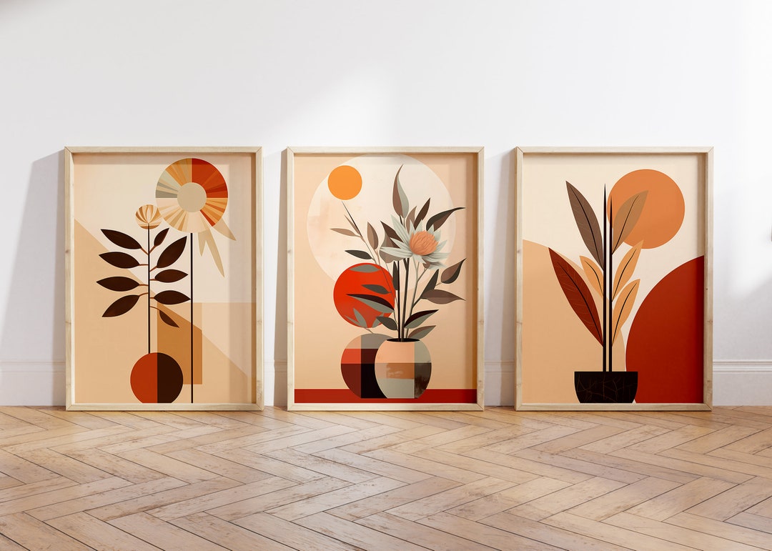 Boho Abstract Wall Art Prints, Boho Wall Decor, Set of 3 Wall Prints ...