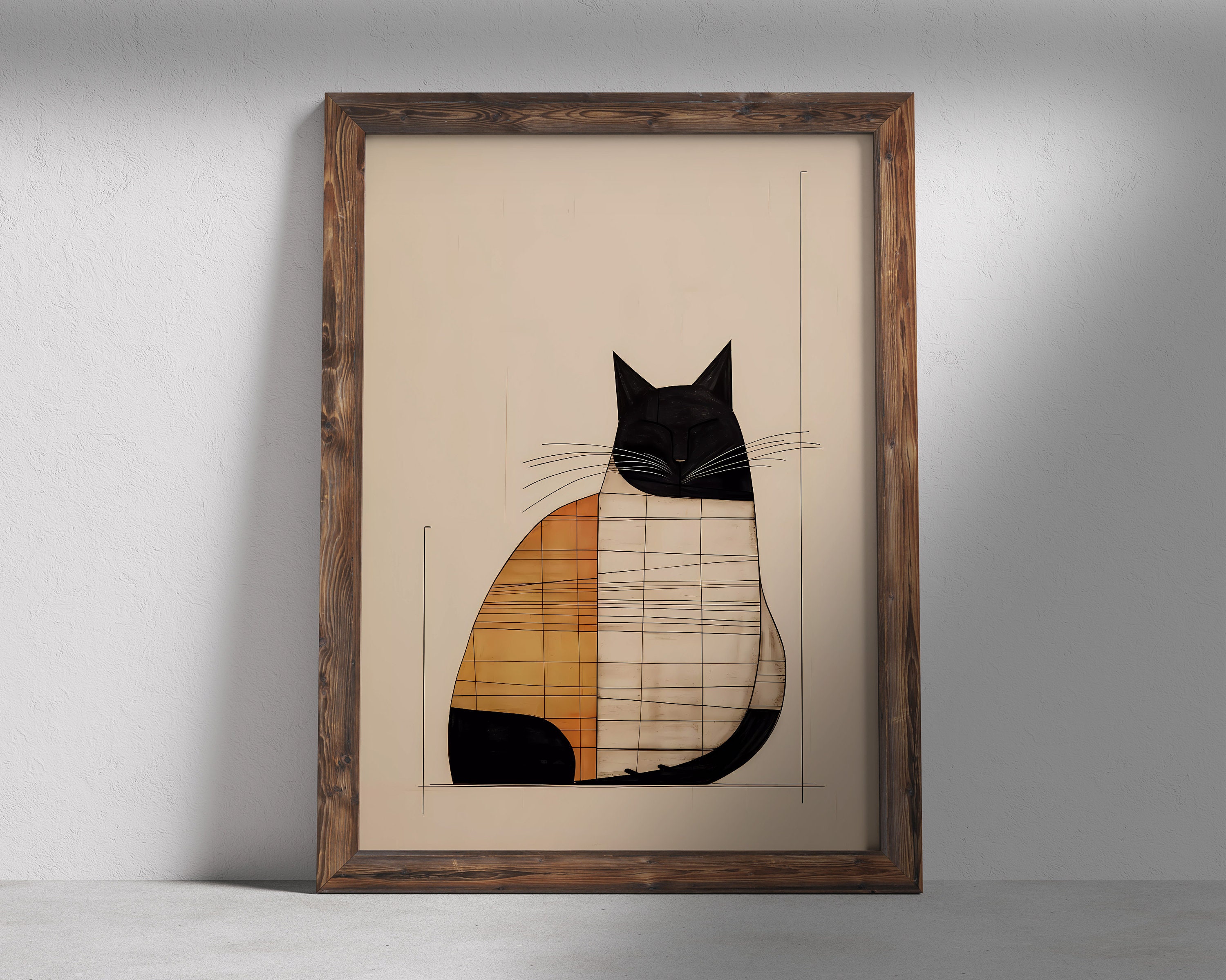 Abstract Cat Wall Art Prints, Cat Wall Decor, Set of 3 Cat Wall Prints ...