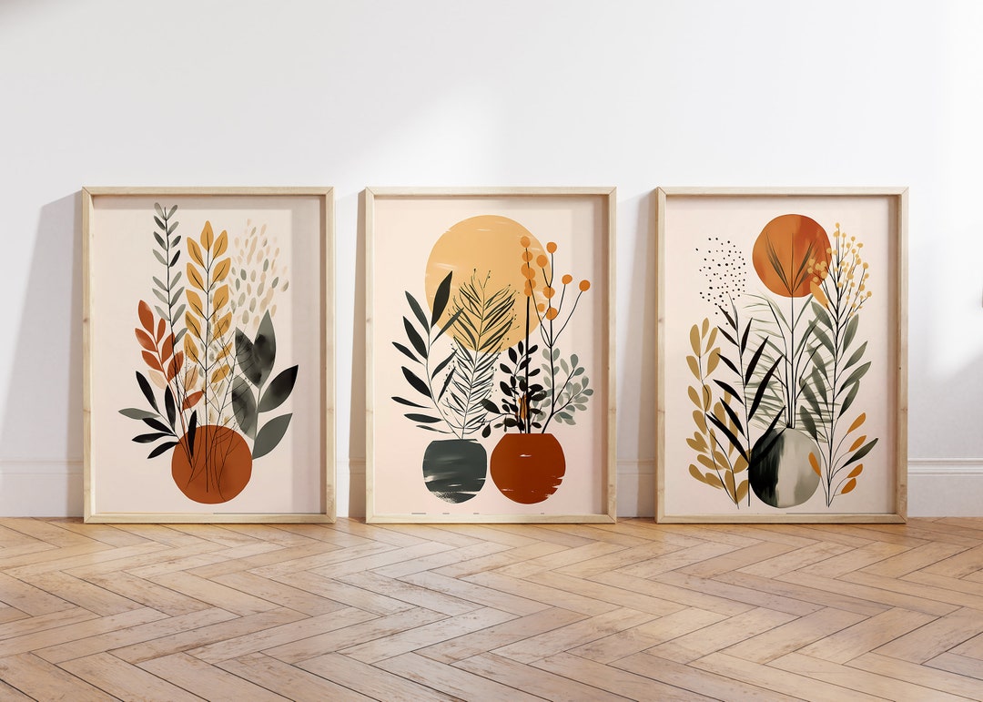 Boho Abstract Wall Art Prints, Boho Wall Decor, Set of 3 Wall Prints ...